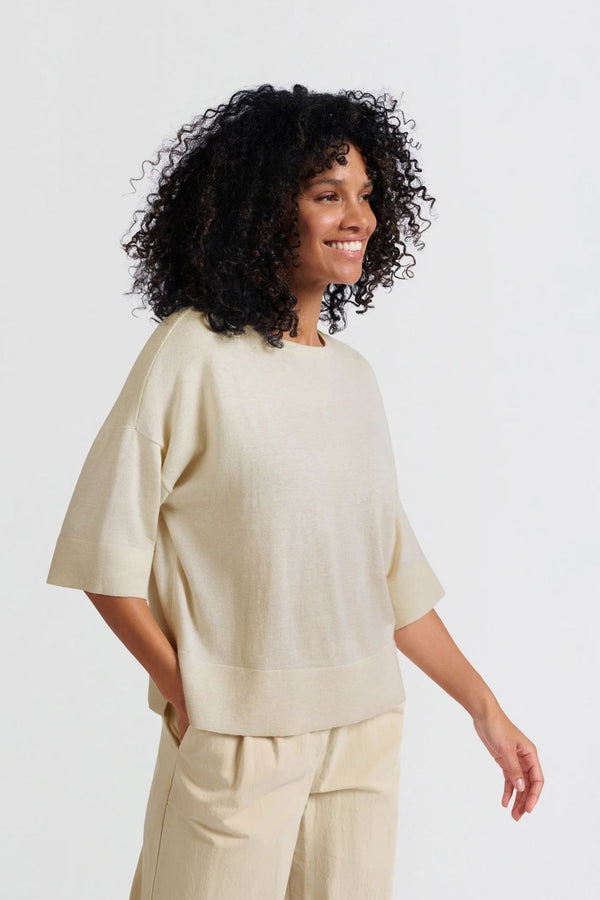 Nature Oversized Fine Knit Tee - Indigo Bay