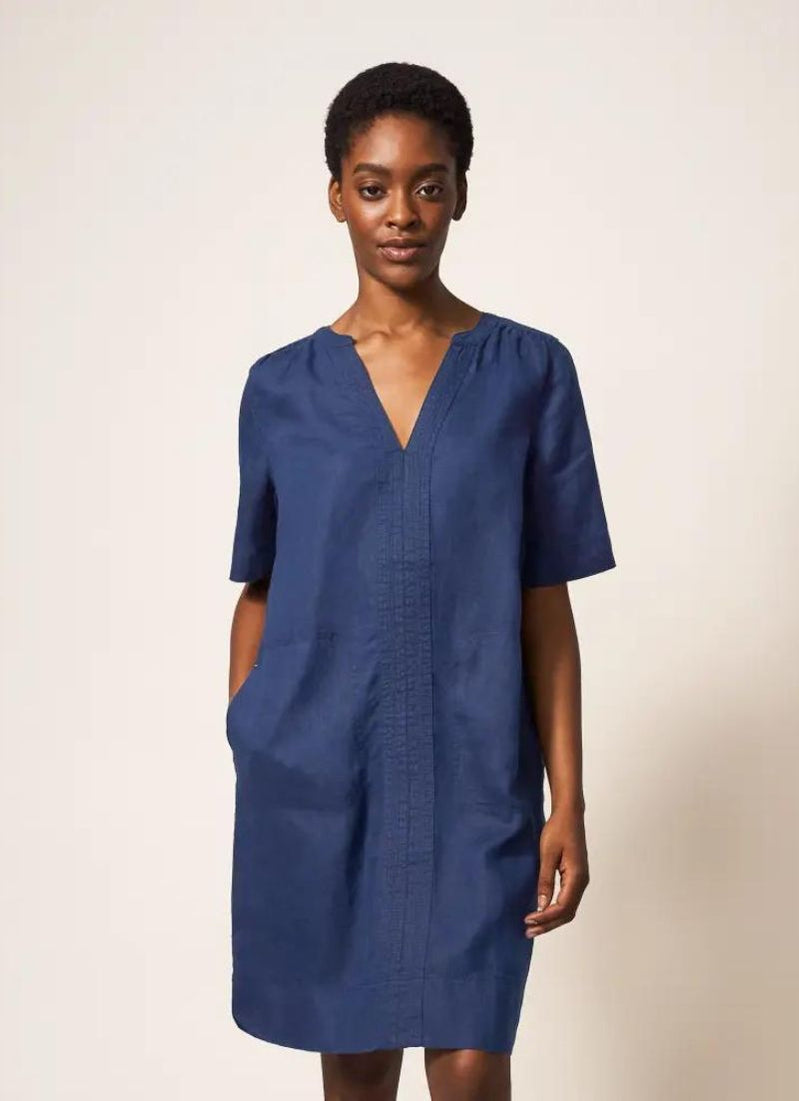 June Linen Shift Dress - Indigo Bay